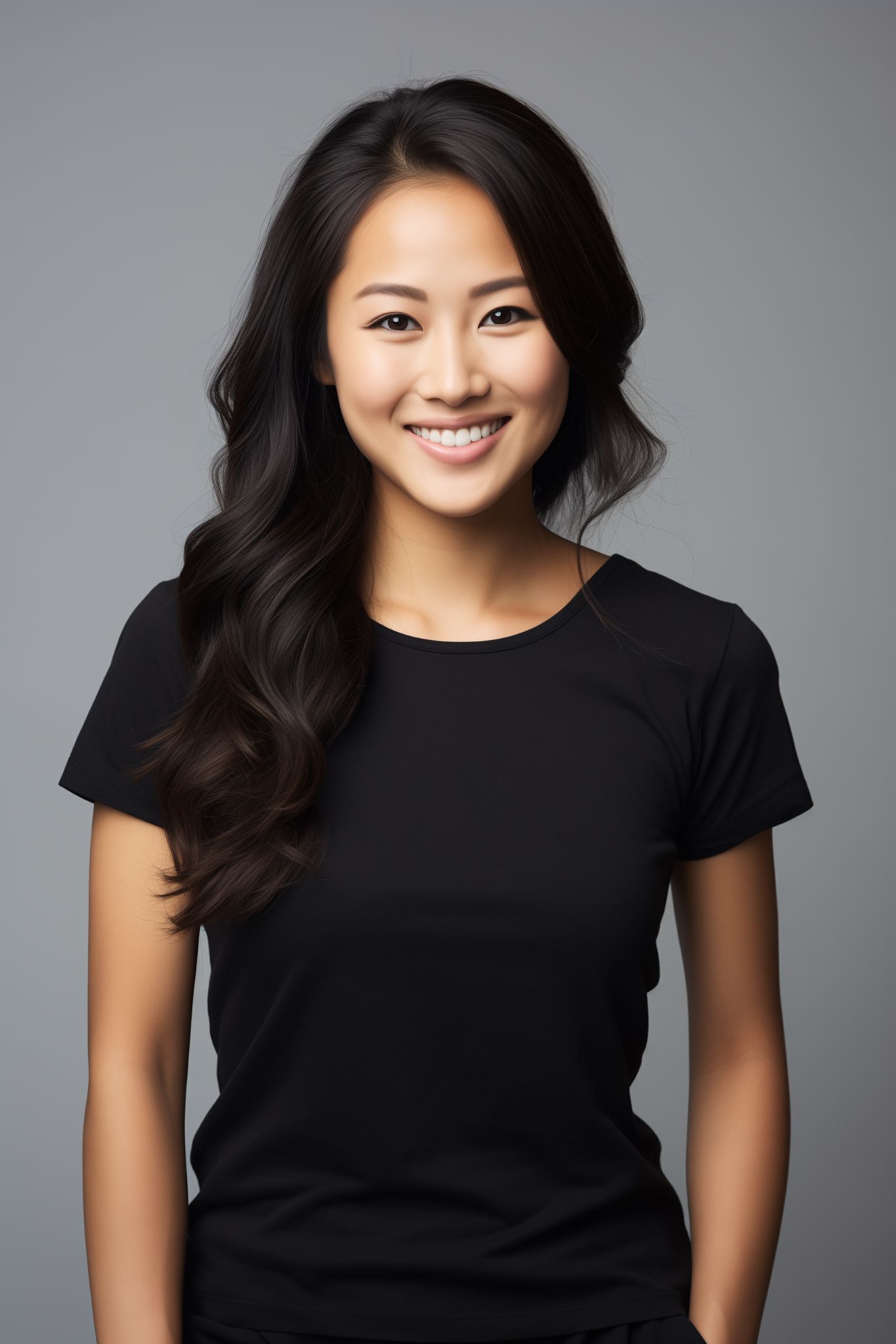 Free image: Studio shot of a smiling asian woman in black top - Premium ...