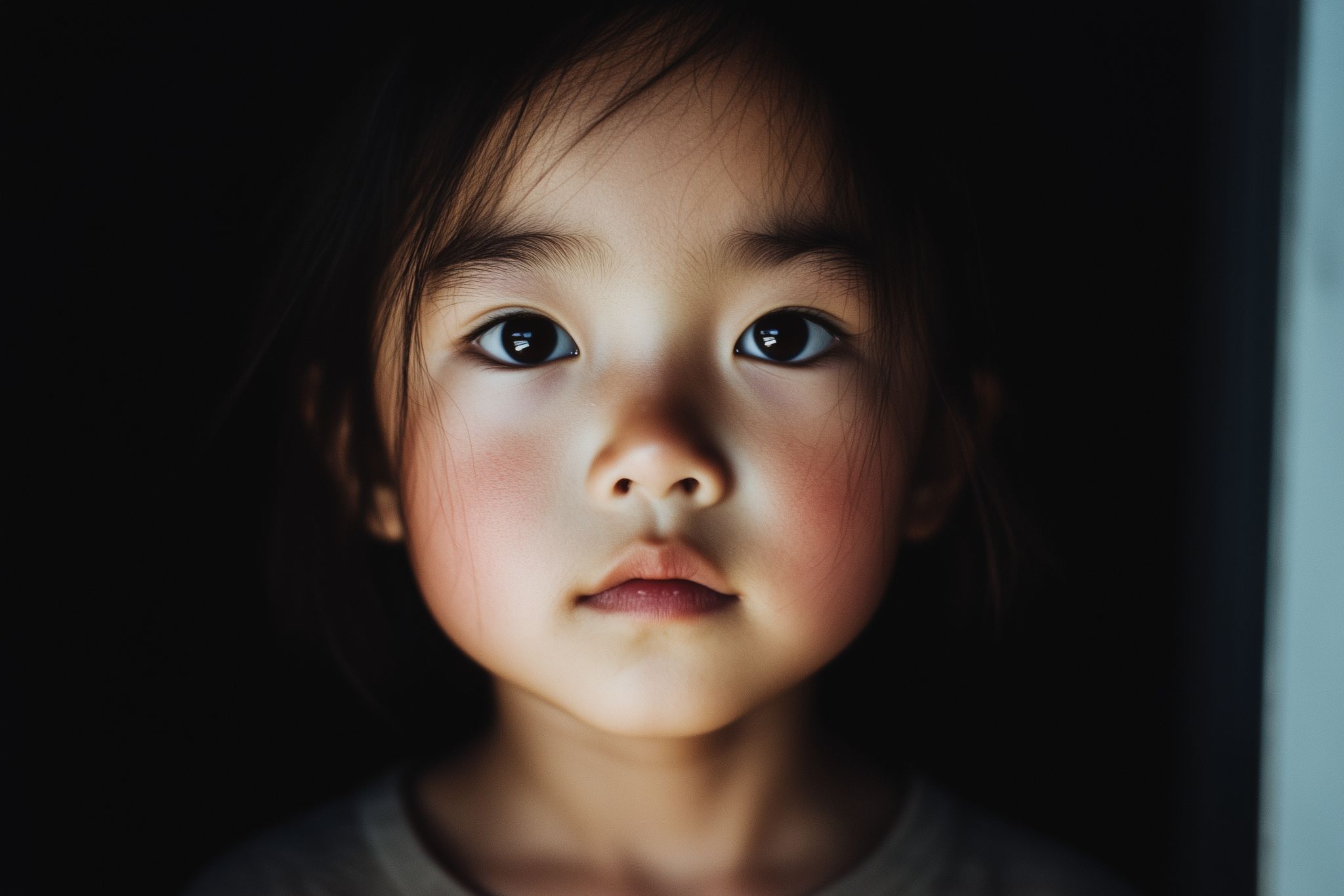 Free image: Close-up of a young child's face with a contemplative ...
