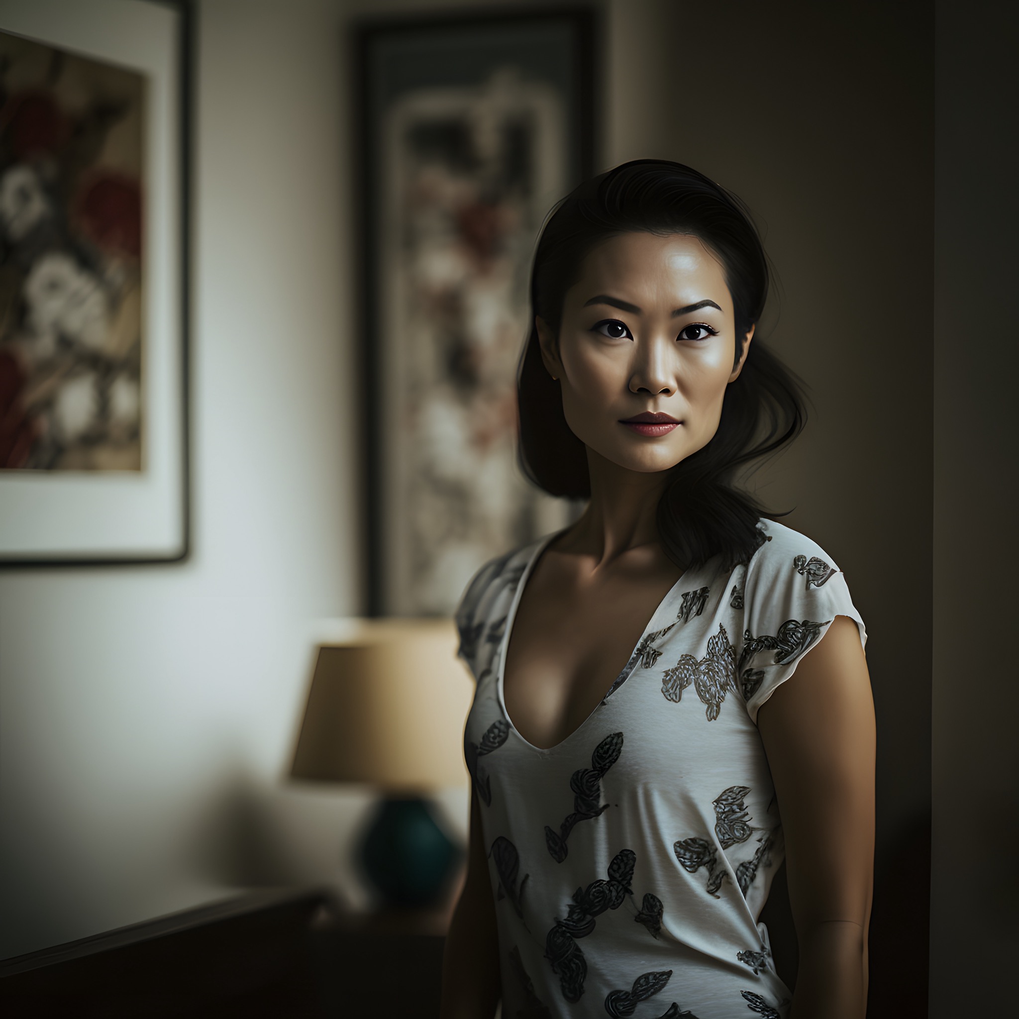 Free image: Asian woman indoors, looking directly at the camera ...