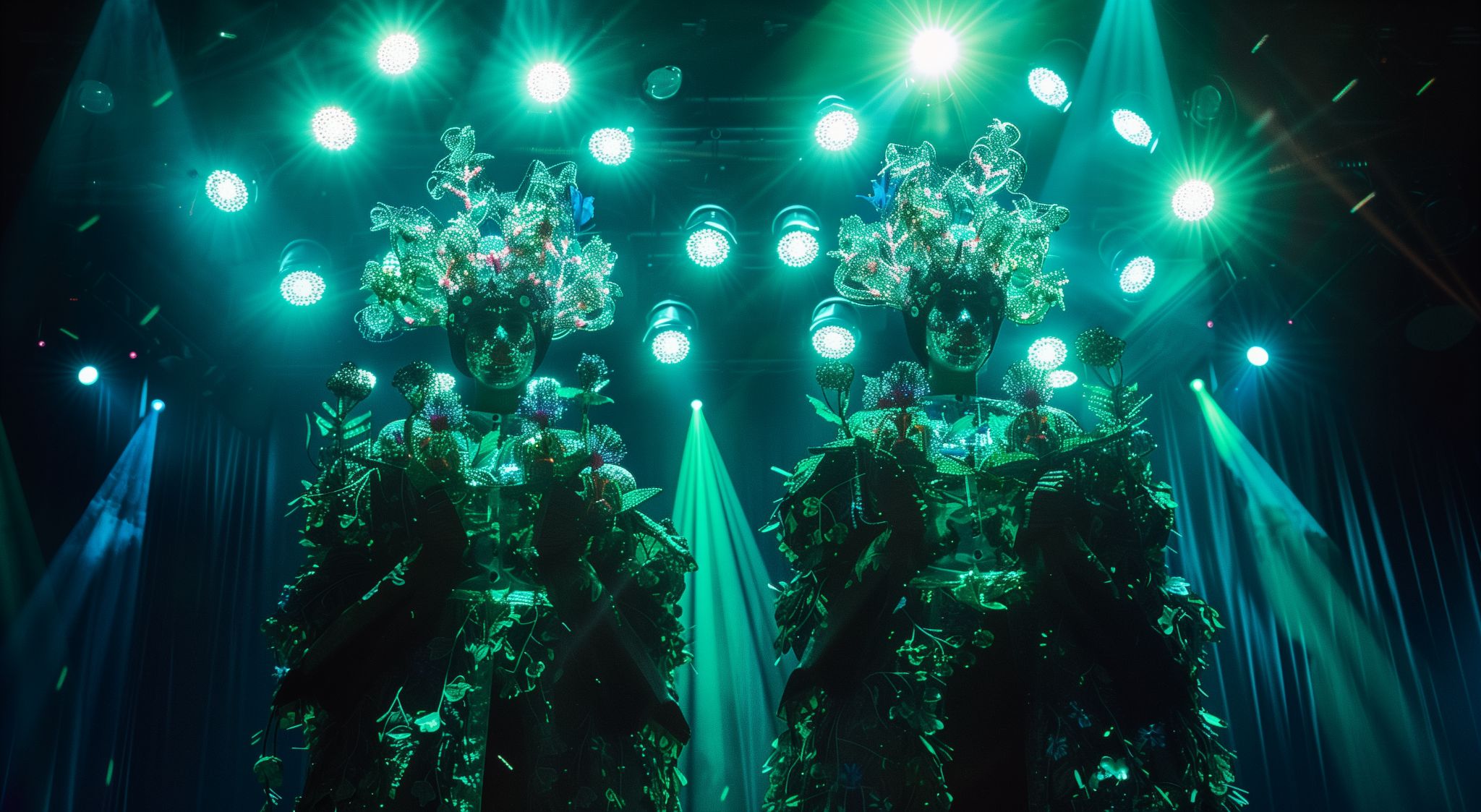 Free image: Performers in elaborate tree-like costumes on stage under ...