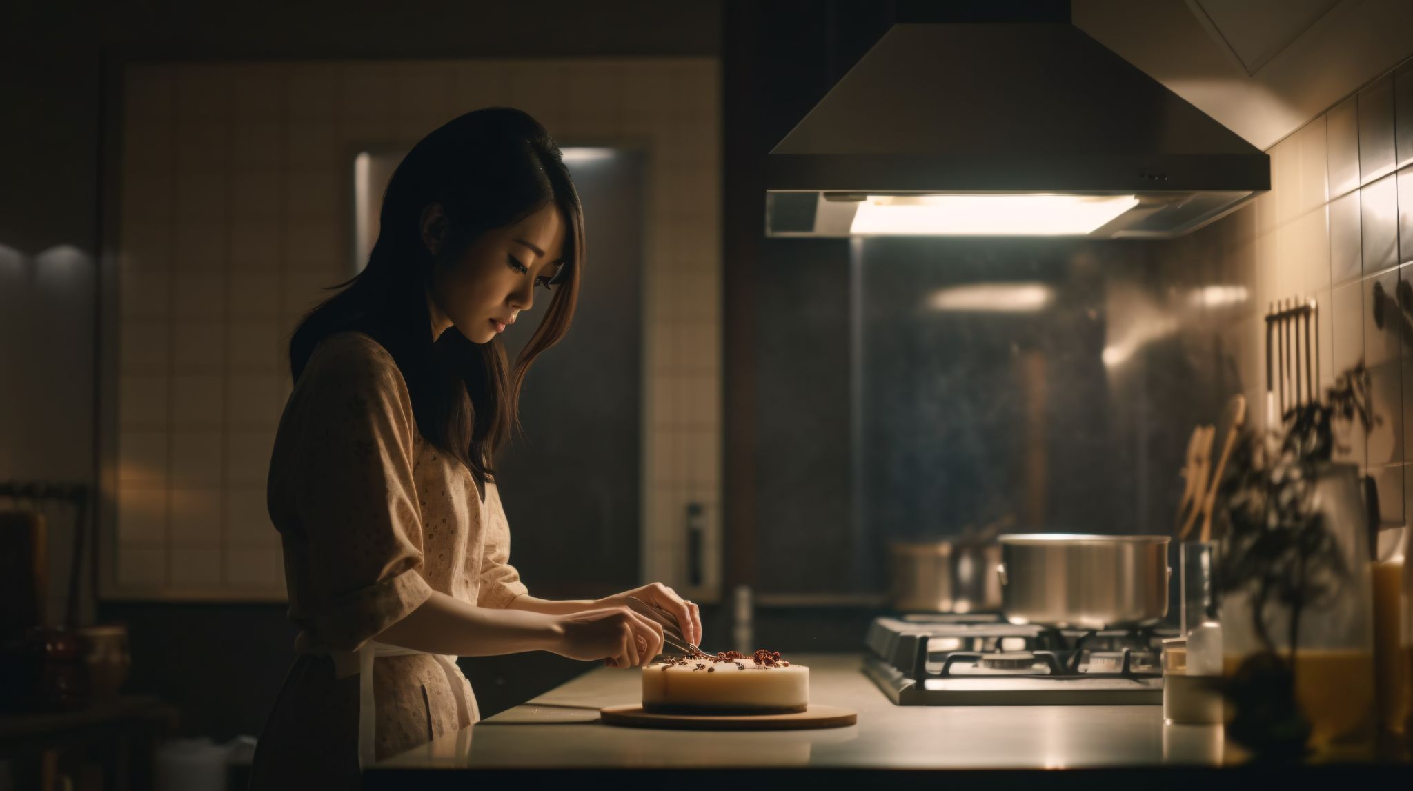Free image: Asian woman baking cake in a modern kitchen - Premium Free ...