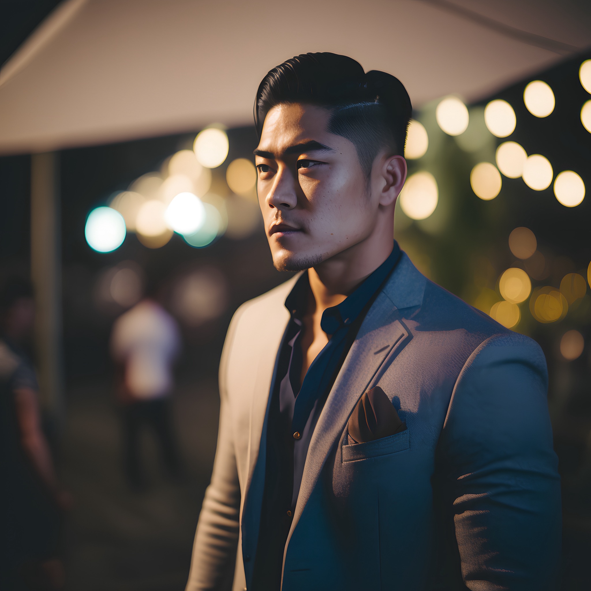 Free image: Asian man at party, city lights in the background ...