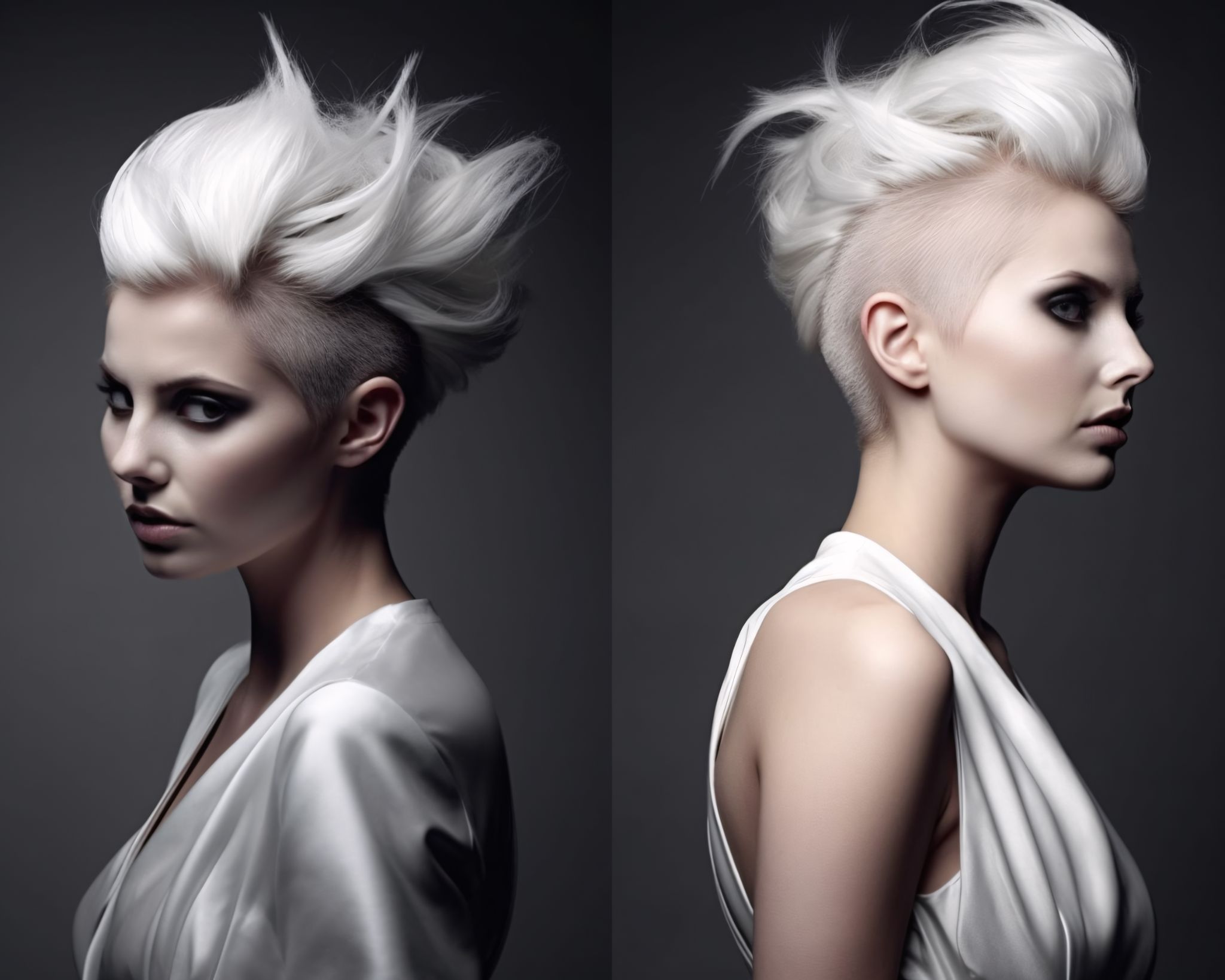 Free image: Contrasting abstract hairstyles: sleek updo vs textured ...
