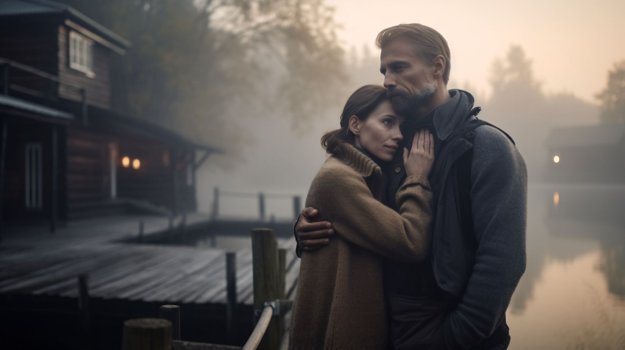 Free image: Couple embracing on dock - Premium Free AI Generated stock ...