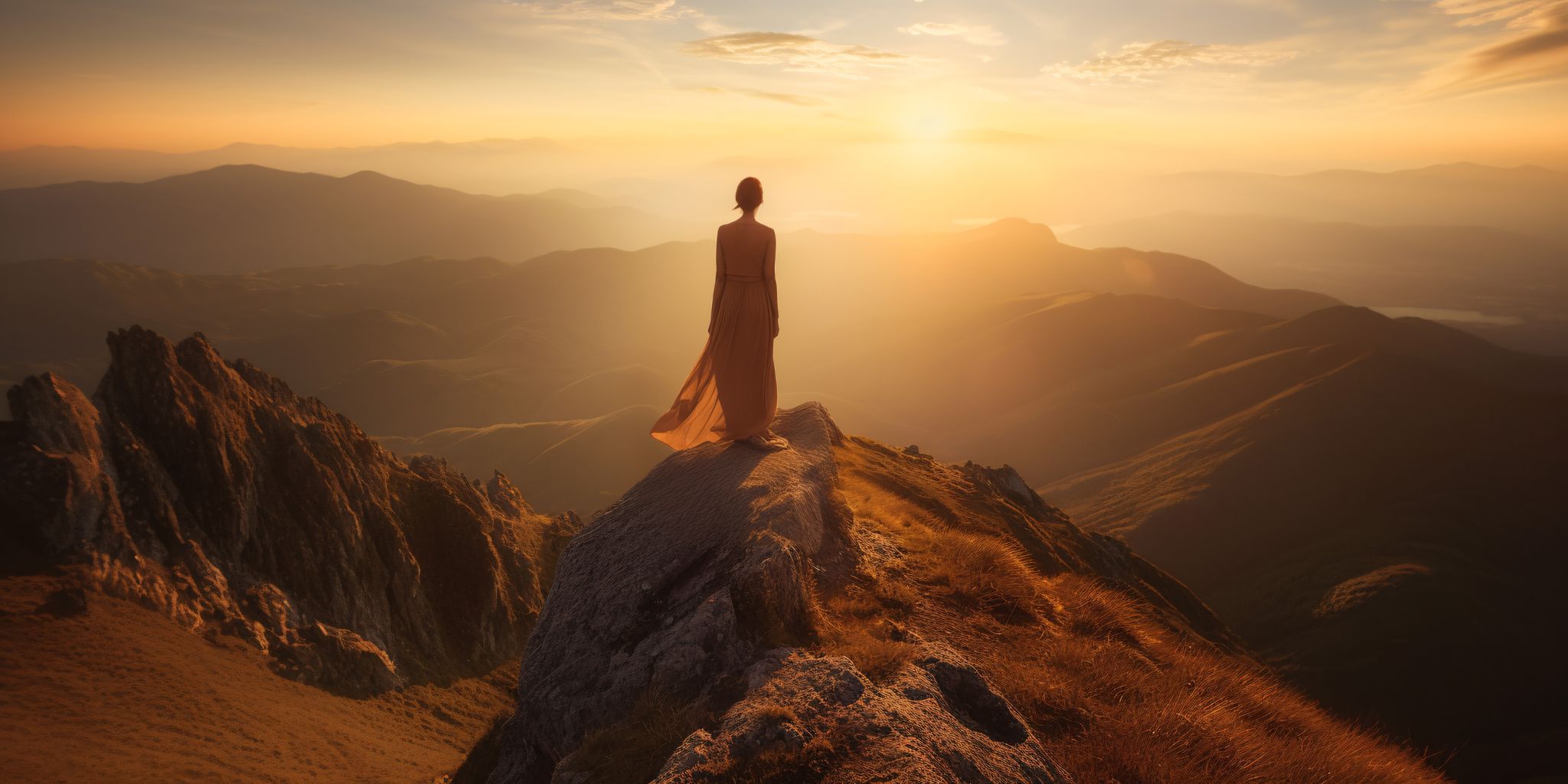 Free image: Fearless at mountain peak during - Premium Free AI ...